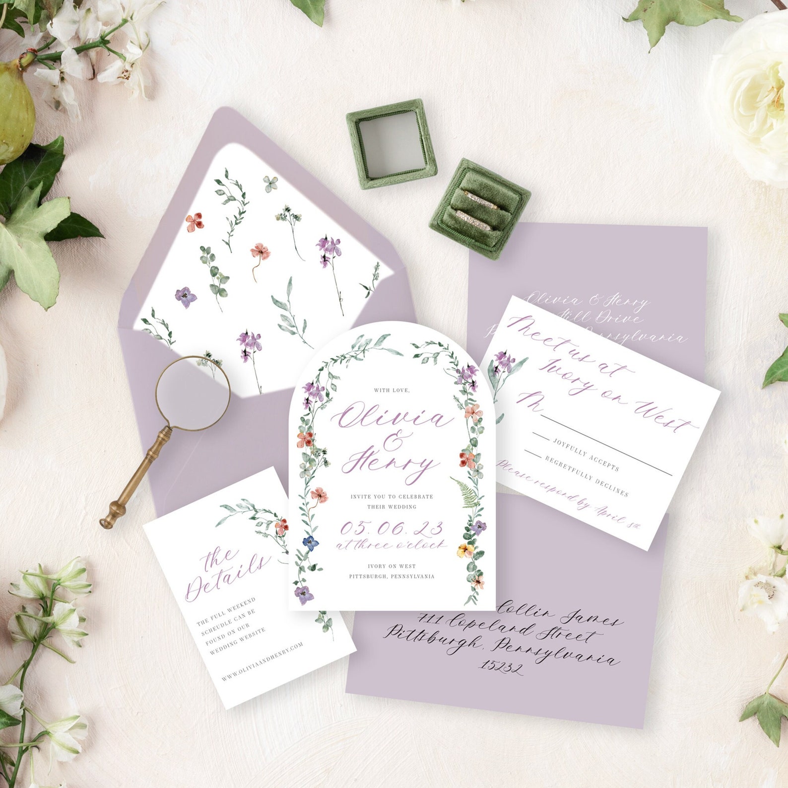 Floral Wedding Invitation Flower Wedding Invitation With - Etsy