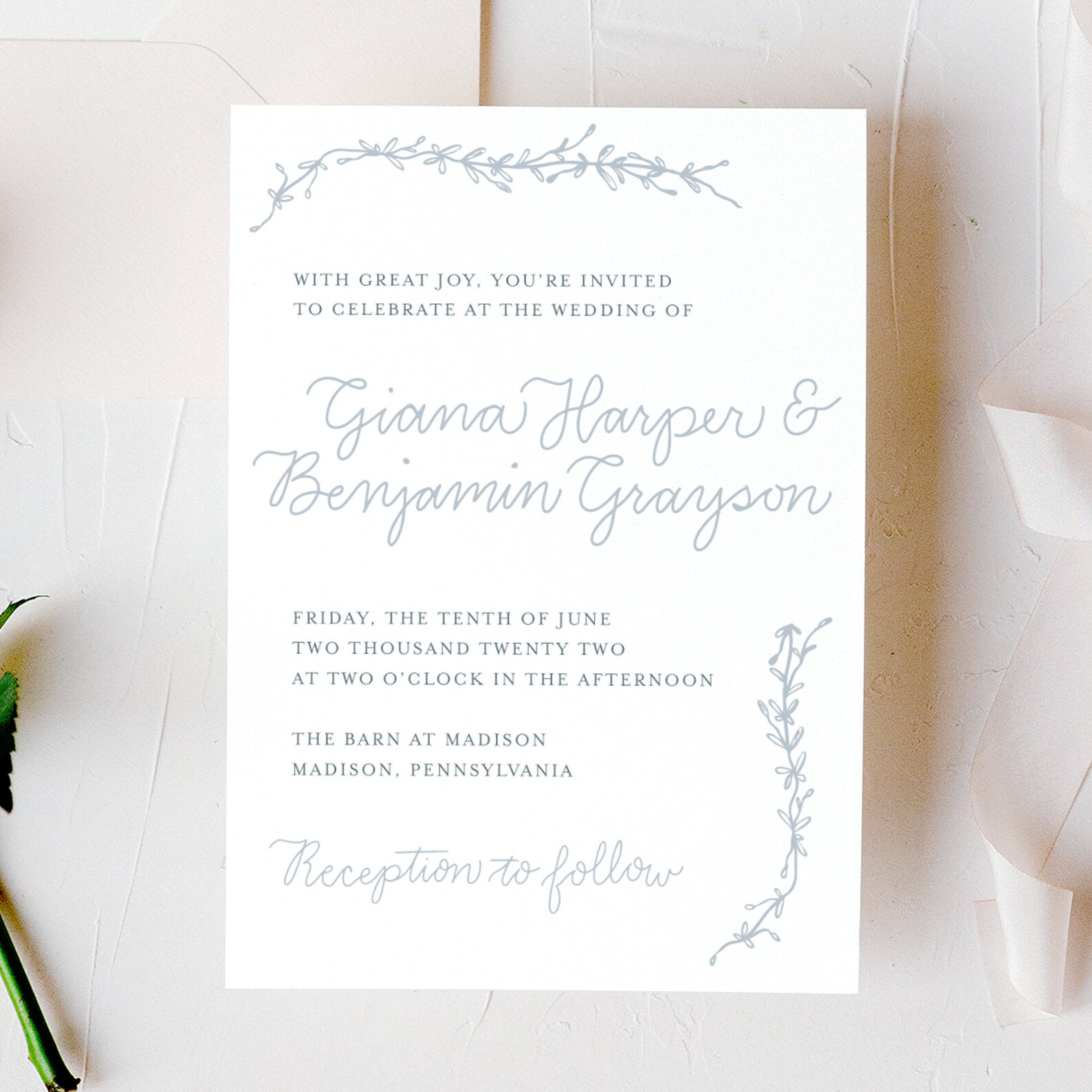 Botanical Wedding Invitation Romantic Wedding Invite - Etsy