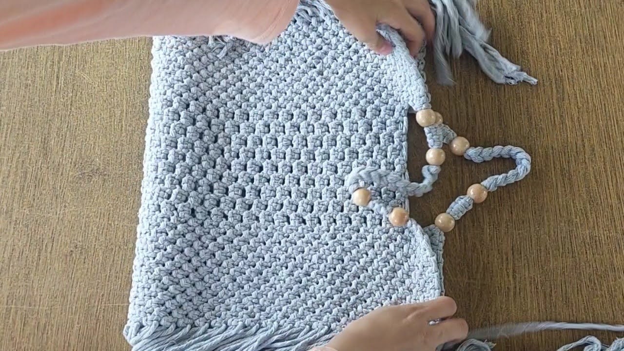 DIY Macrame Tote Bag Tutorial PDF Video Handmade Fringe Handbag ...