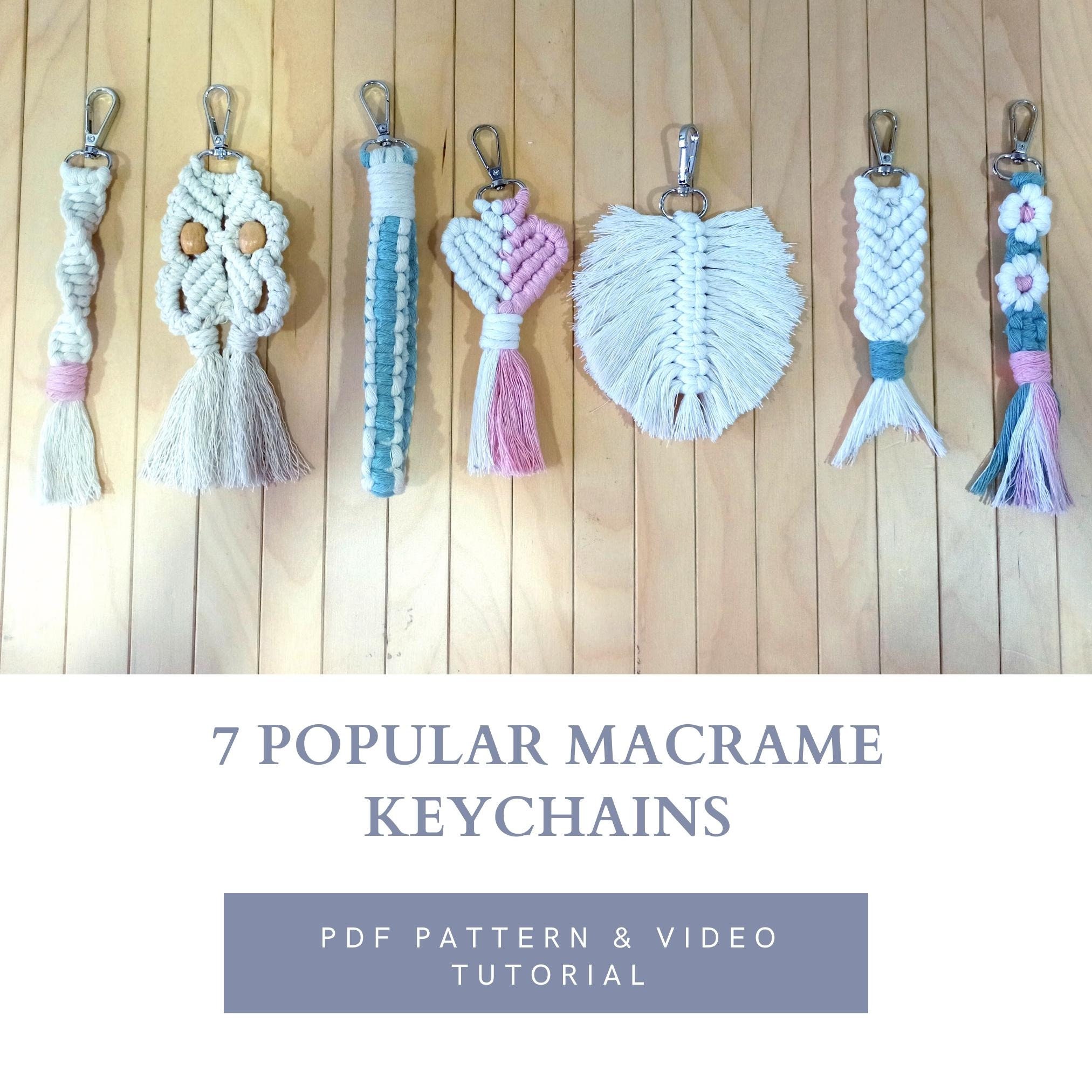 Macrame Pattern | Easy 7 Macrame Keychains for Beginners | PDF and Video Tutorial - Etsy