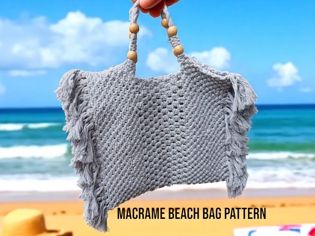 Macrame Beach Bag Pattern - DIY Macrame Tote Bag Tutorial - (PDF ...