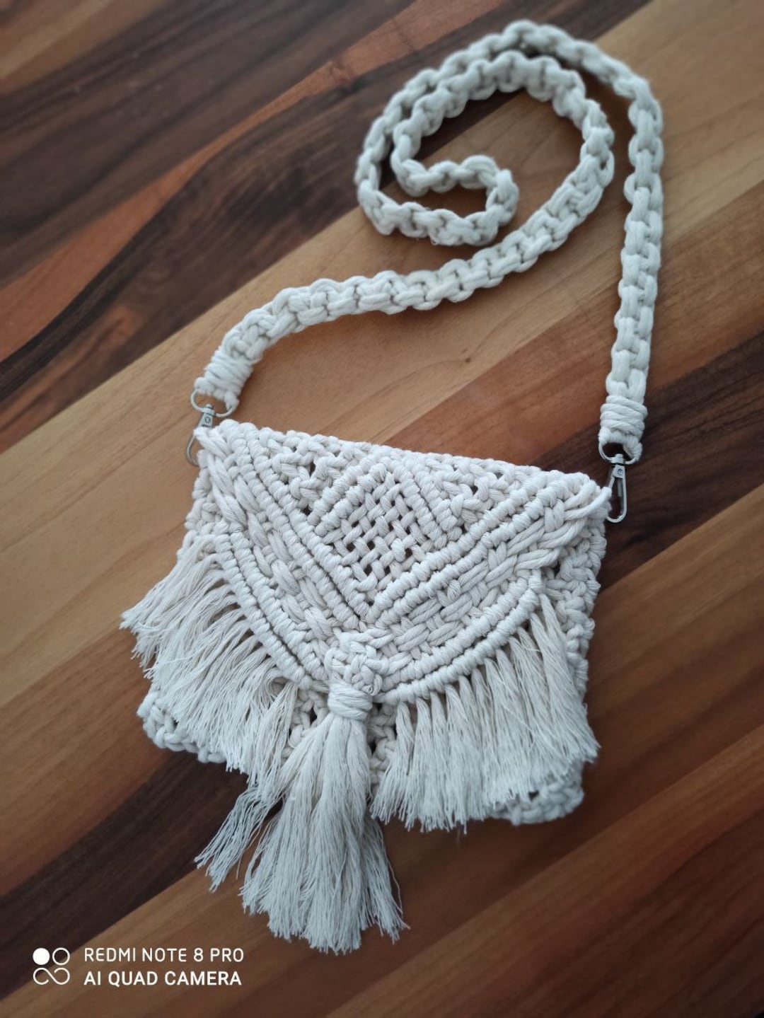 Handmade Macrame Shoulder Bag - Macrame Bag With Fringe - Boho Macrame ...