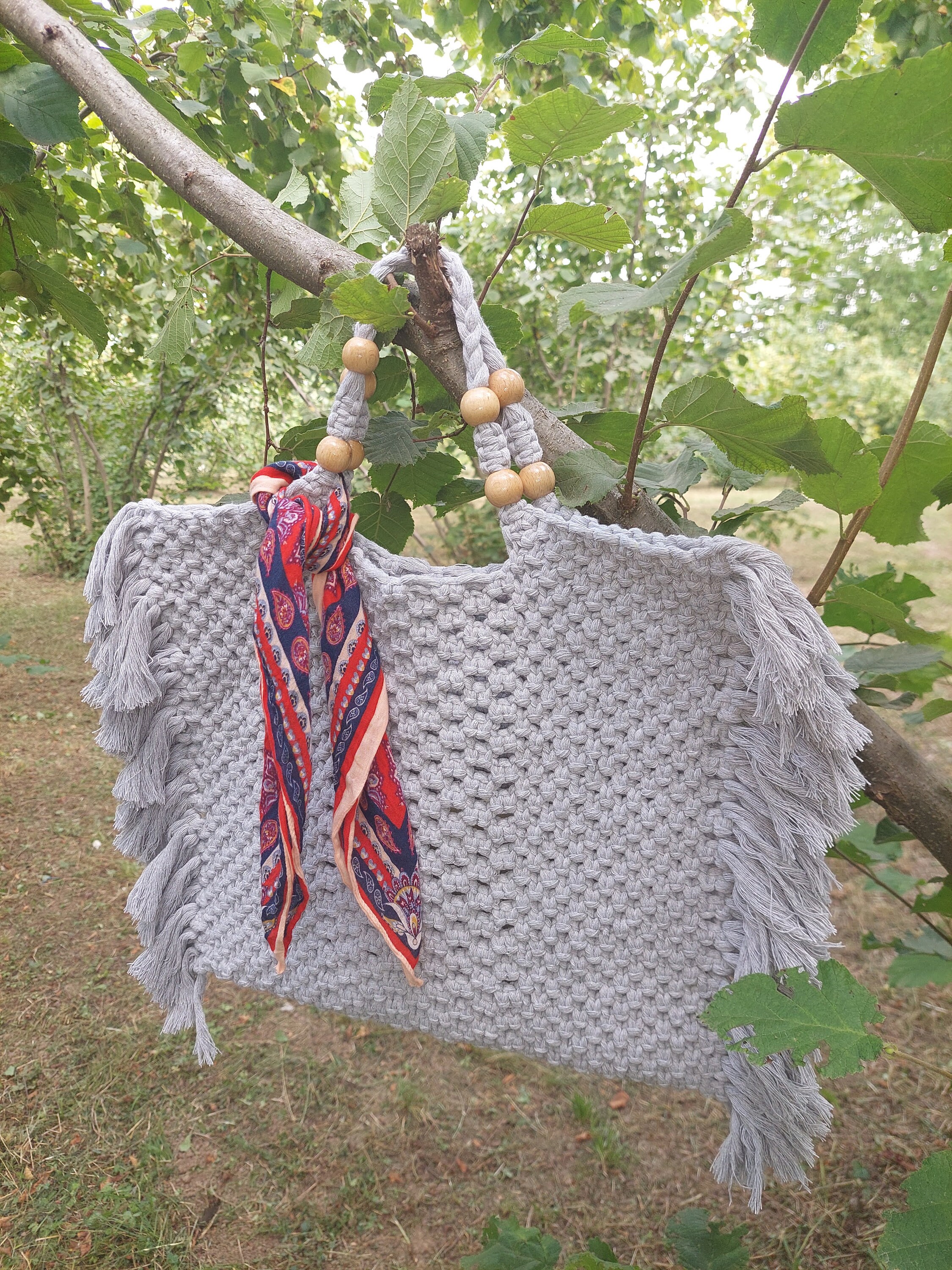 DIY Macrame Tote Bag Tutorial PDF Video Handmade Fringe Handbag ...