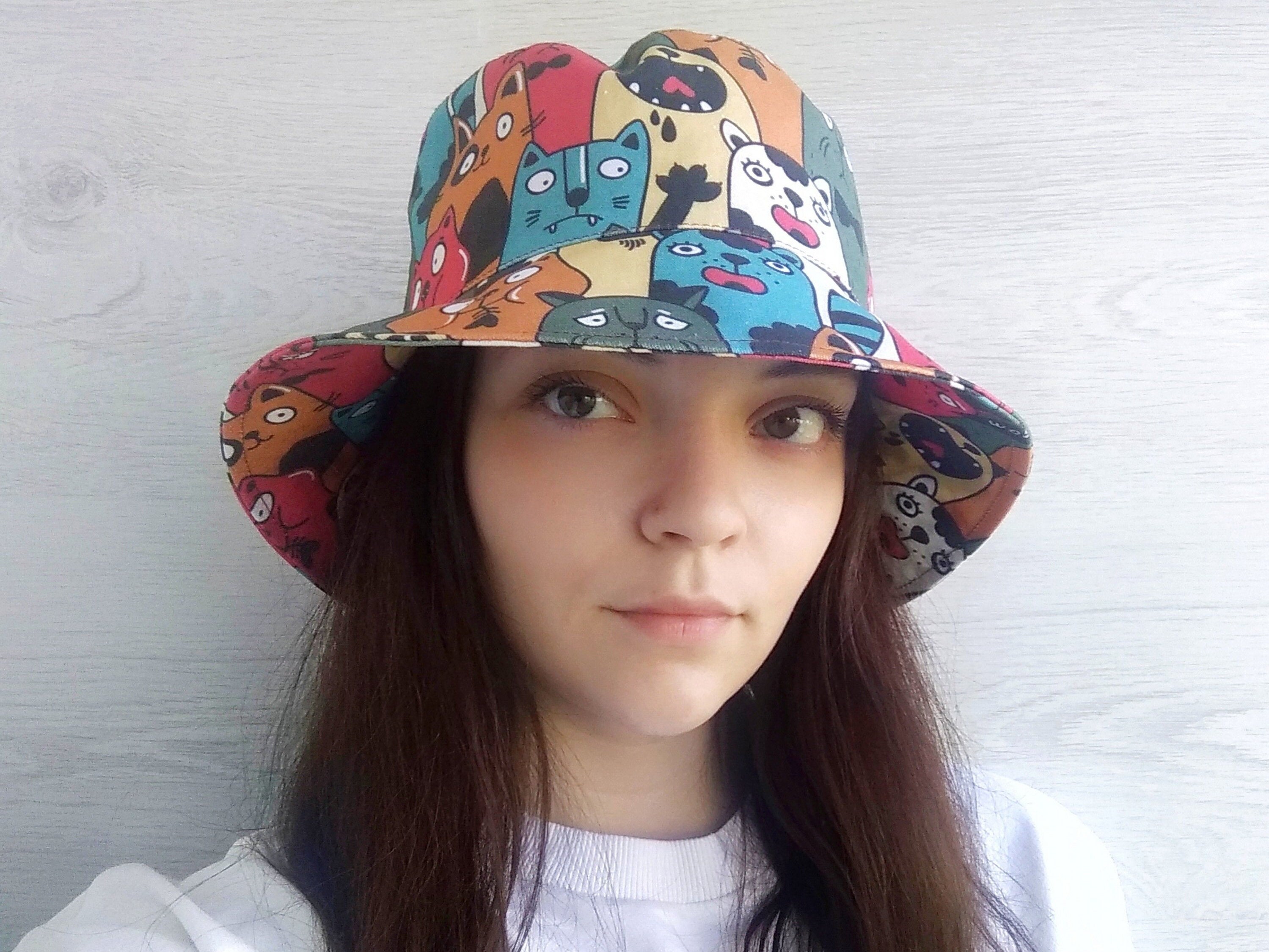 Funny cotton hat with animal print. Fashion summer bucket hat | Etsy