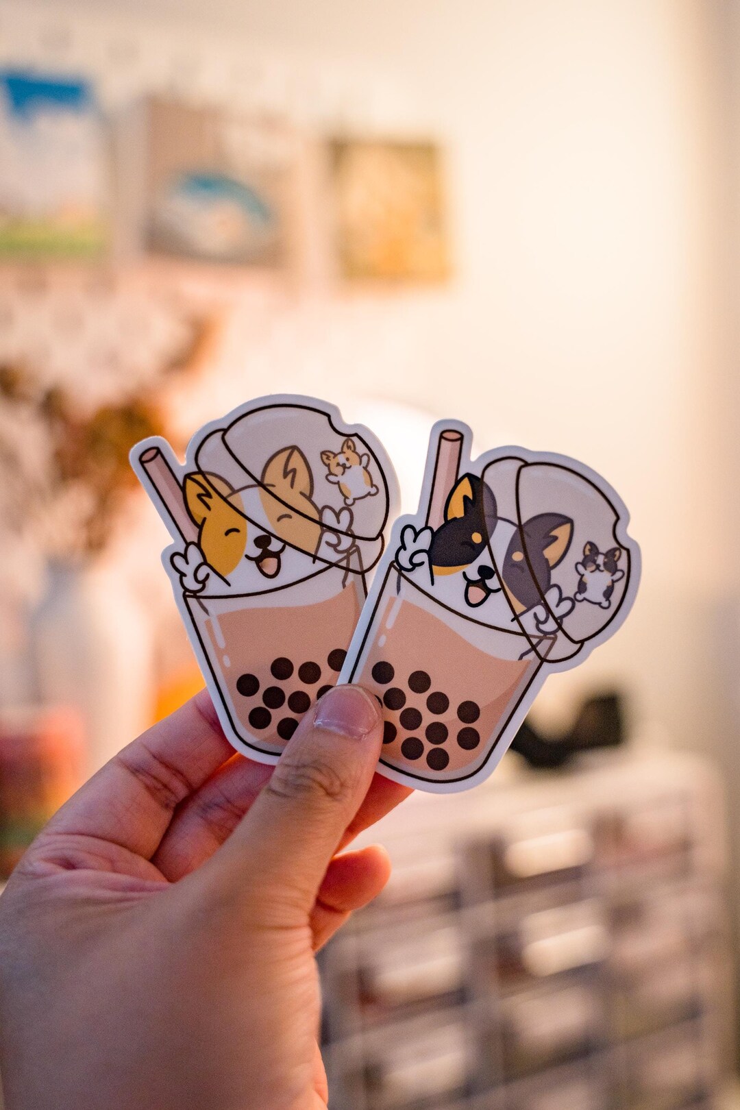 Corgi Bubble Tea Boba Sticker - Vinyl Matte Weatherproof Scratchproof ...
