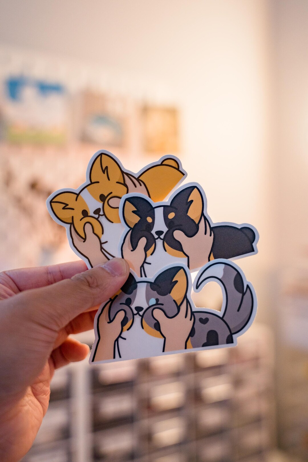 Corgi Face Squish Sticker - Vinyl Matte Weatherproof Scratchproof Cute ...