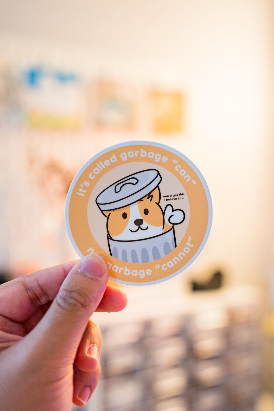 Garbage Can, Not Garbage Cannot Corgi Meme Sticker - Vinyl Matte ...