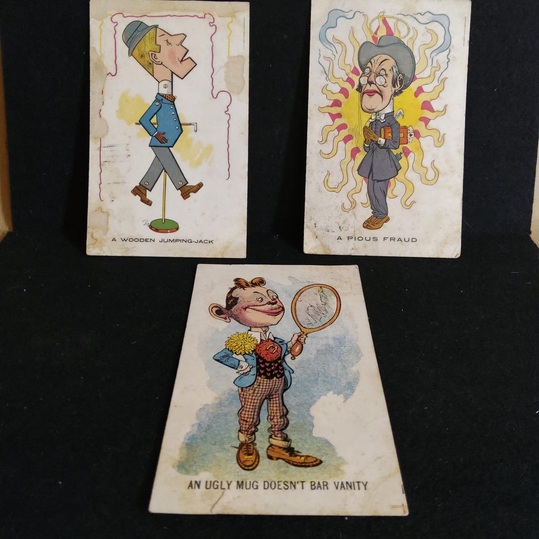Group of 3 Vintage 1902 Postcards, Humorous, Caricatures, Easton ...