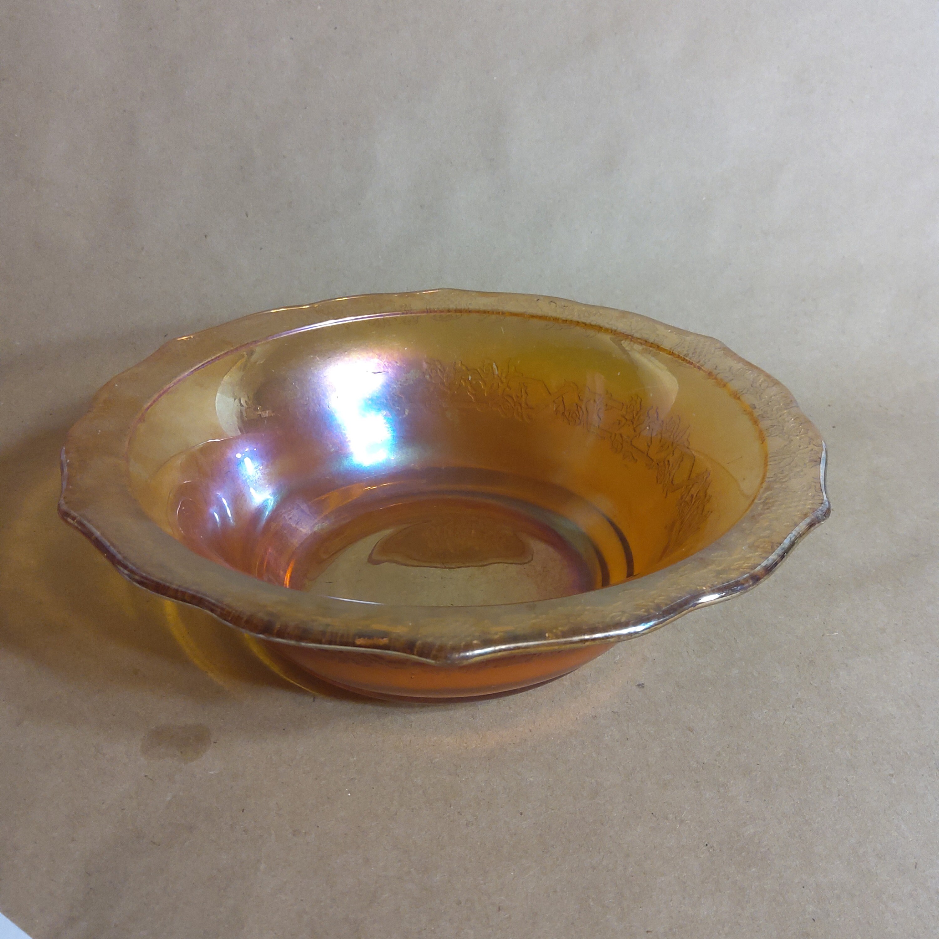 Opalescent Orange Carnival Glass Bowl - Etsy