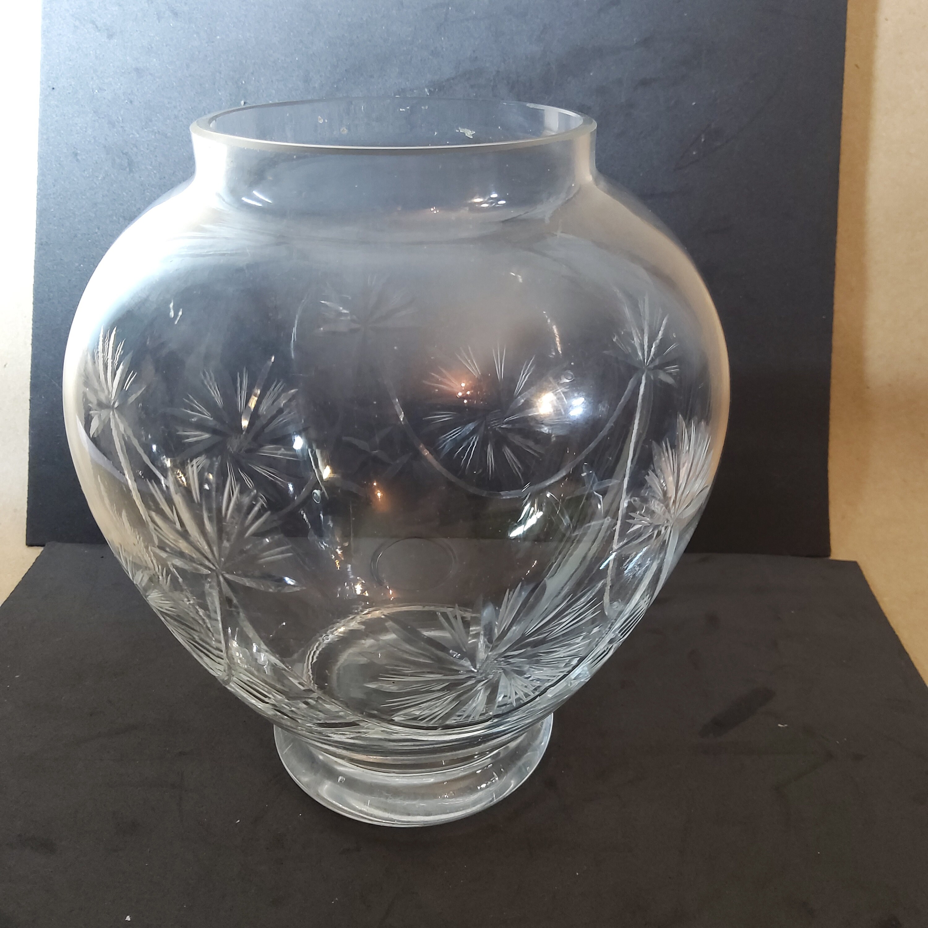 Vintage Cut Glass Vase - Etsy