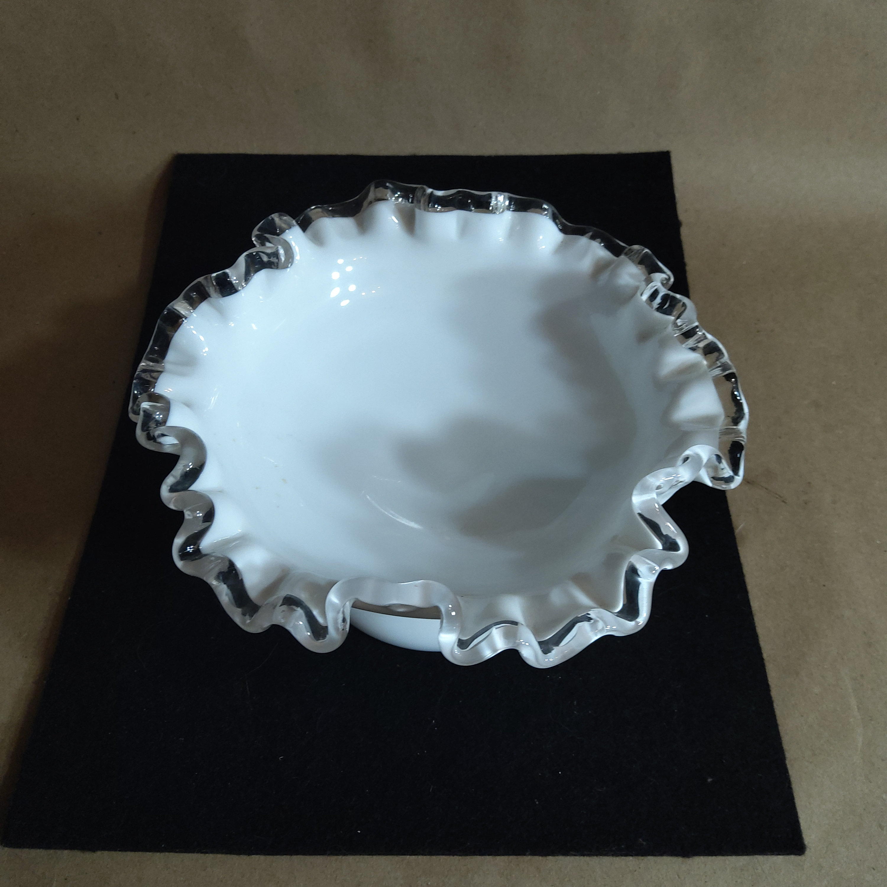 Vintage Fenton White Silver Crest Ruffled Candy Bowl/compote - Etsy
