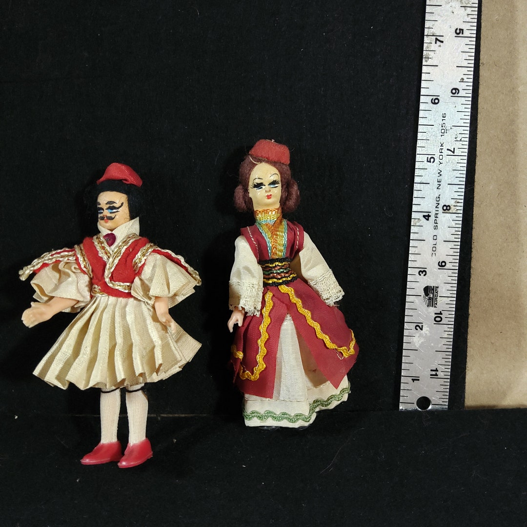Vintage Pair of Greek Costume Dolls,5 Inches Tall,red Fabric - Etsy