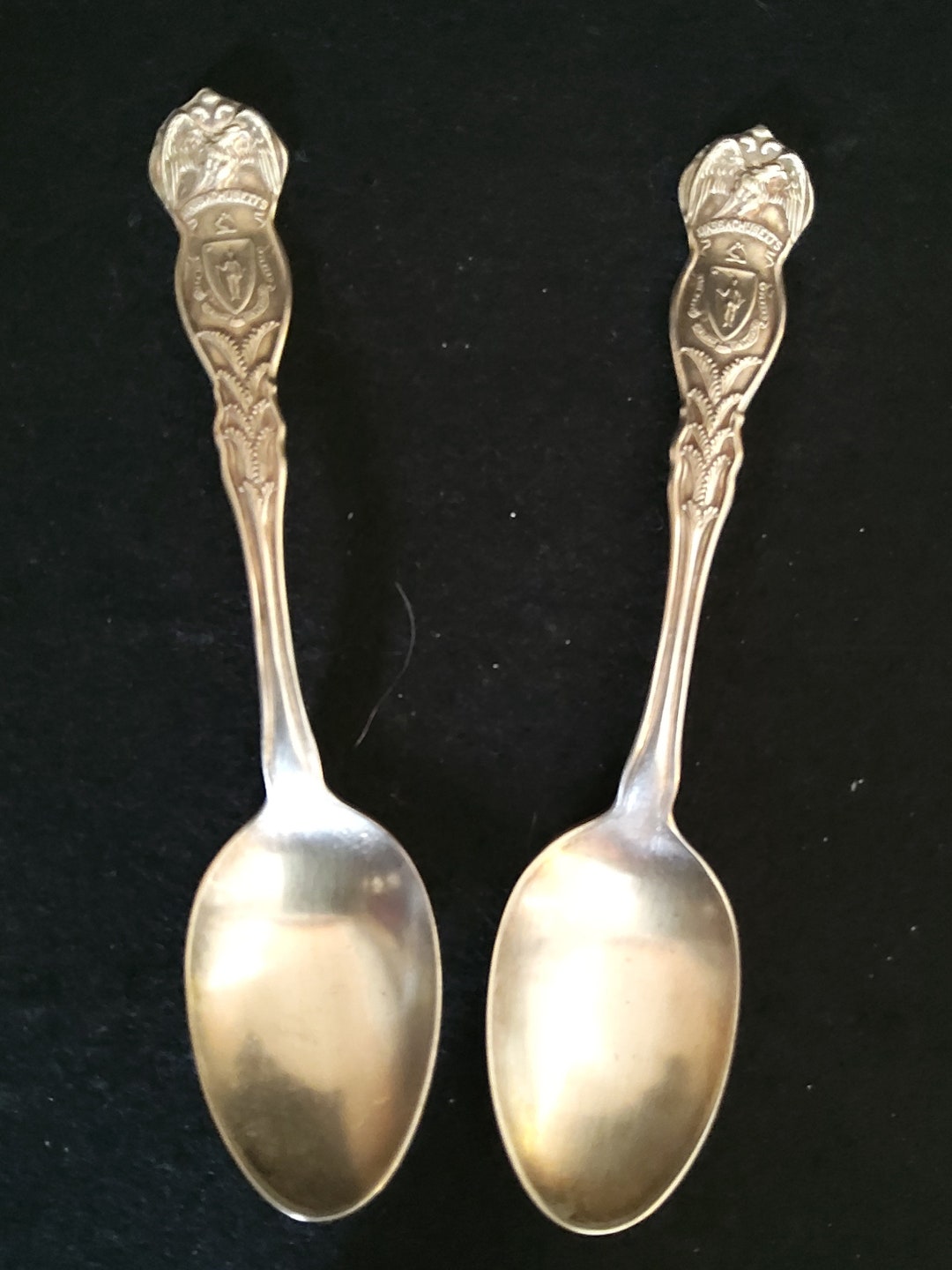 2 Vintage Wm. Rogers and Son Silver-plated State Spoons, Massachusetts ...
