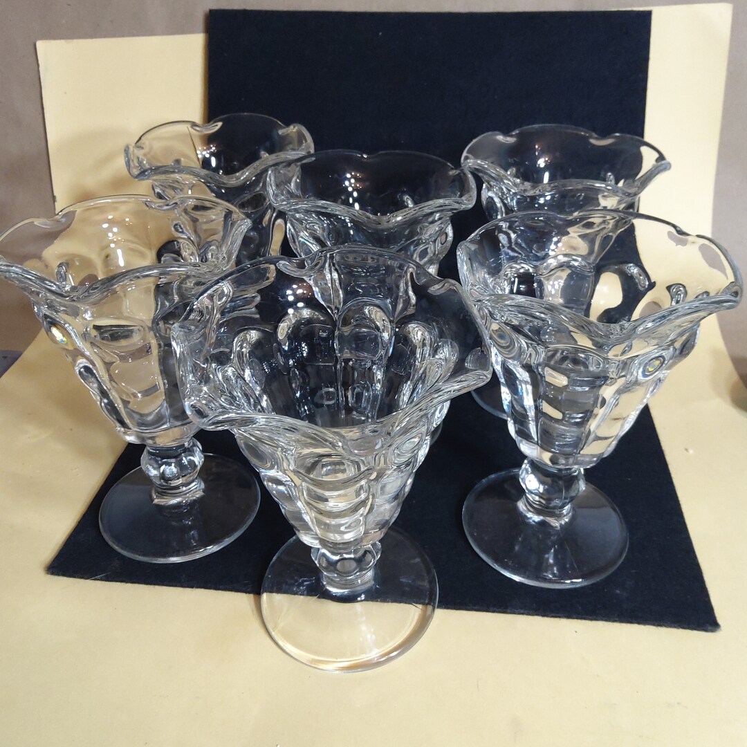 Vintage Set of 6 Heavy Sundae Glasses - Etsy