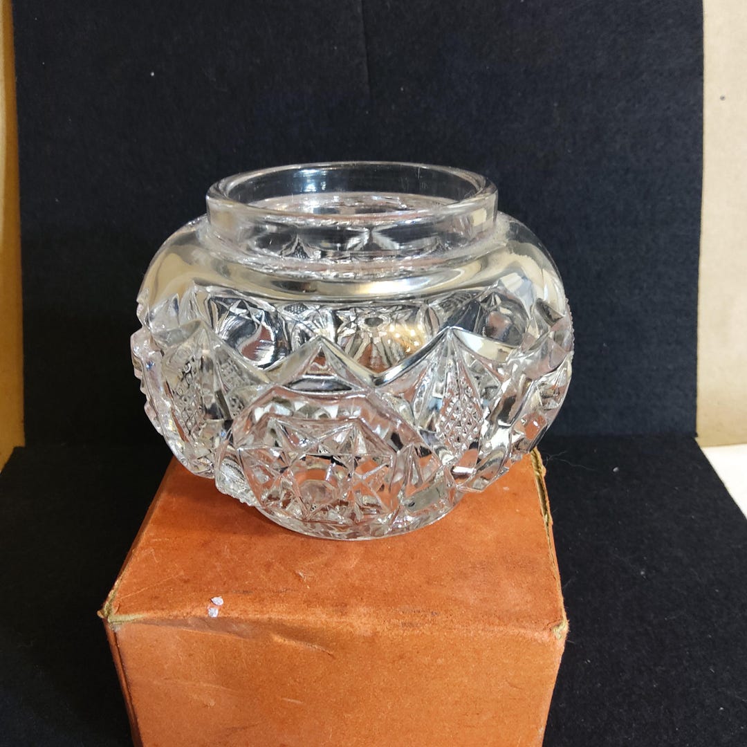 EAPG Heavy Glass Vase, Powder Puff Jar, 4 1/2" Wide and 3 1/2" Tall - Etsy