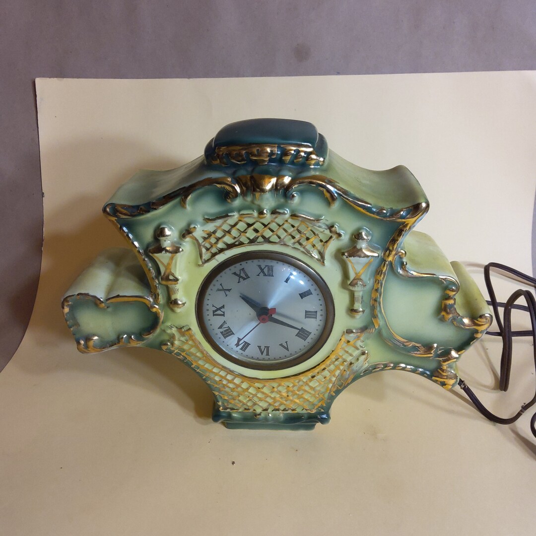 Vintage Elaborate Ceramic Mantel Clock, Electrified - Etsy