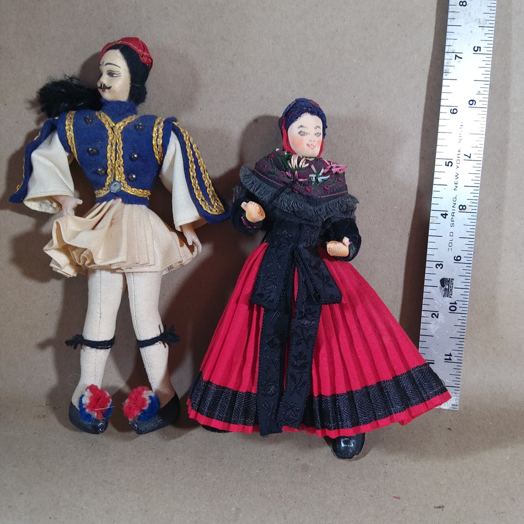 Vintage Pair of Greek Costume Dolls, 7 Inches Tall, Female Wearing ...