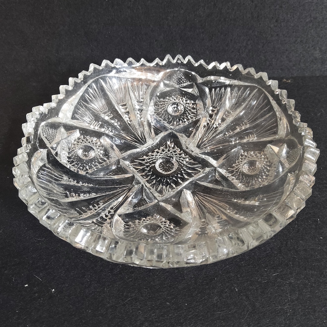 Vintage Cut Glass Candy Dish - Etsy