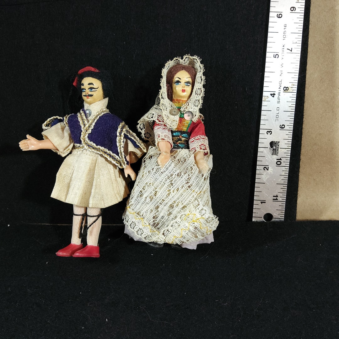 Vintage Pair of Greek Costume Dolls, 5 Inches Tall, Blue Fabric - Etsy