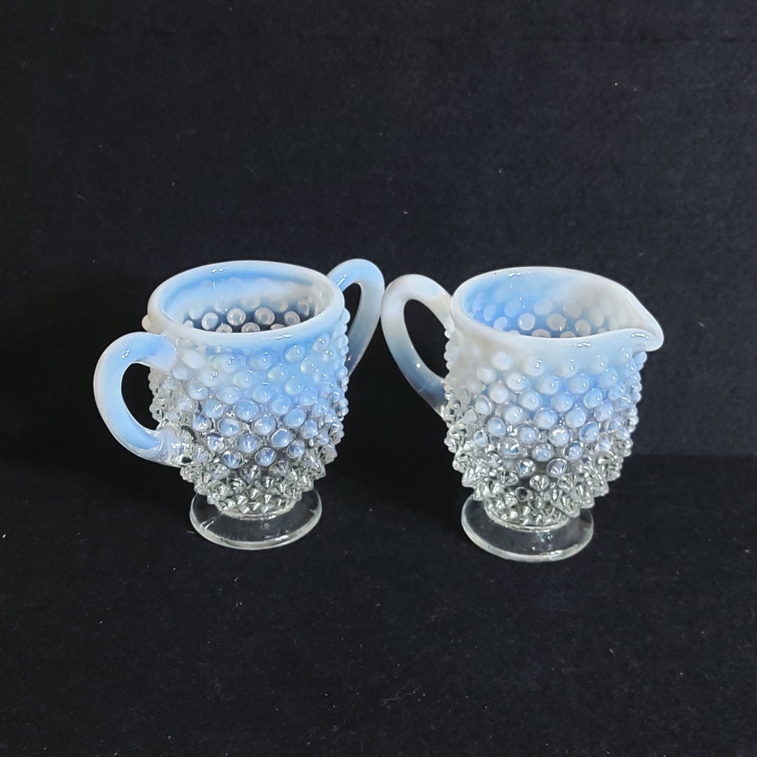 Fenton Moonstone Hobnail Small Creamer and Sugar - Etsy