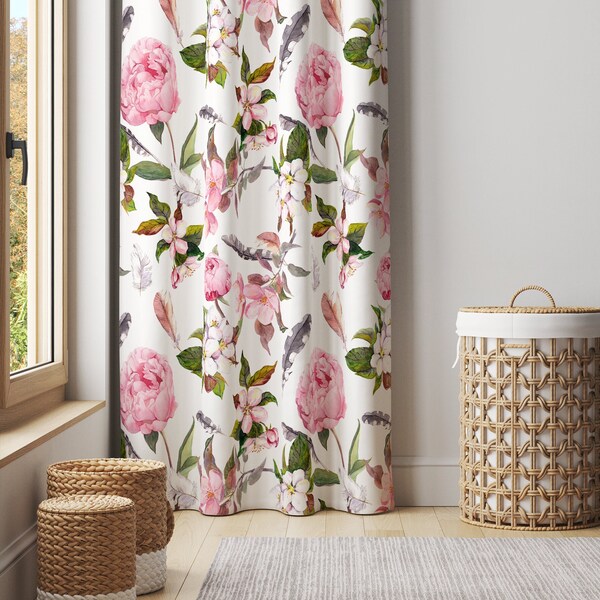 Pink Floral Curtains - Etsy