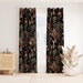 Red Flowers on Black Window Curtain, Black Curtain, Cotton, Sheen or ...