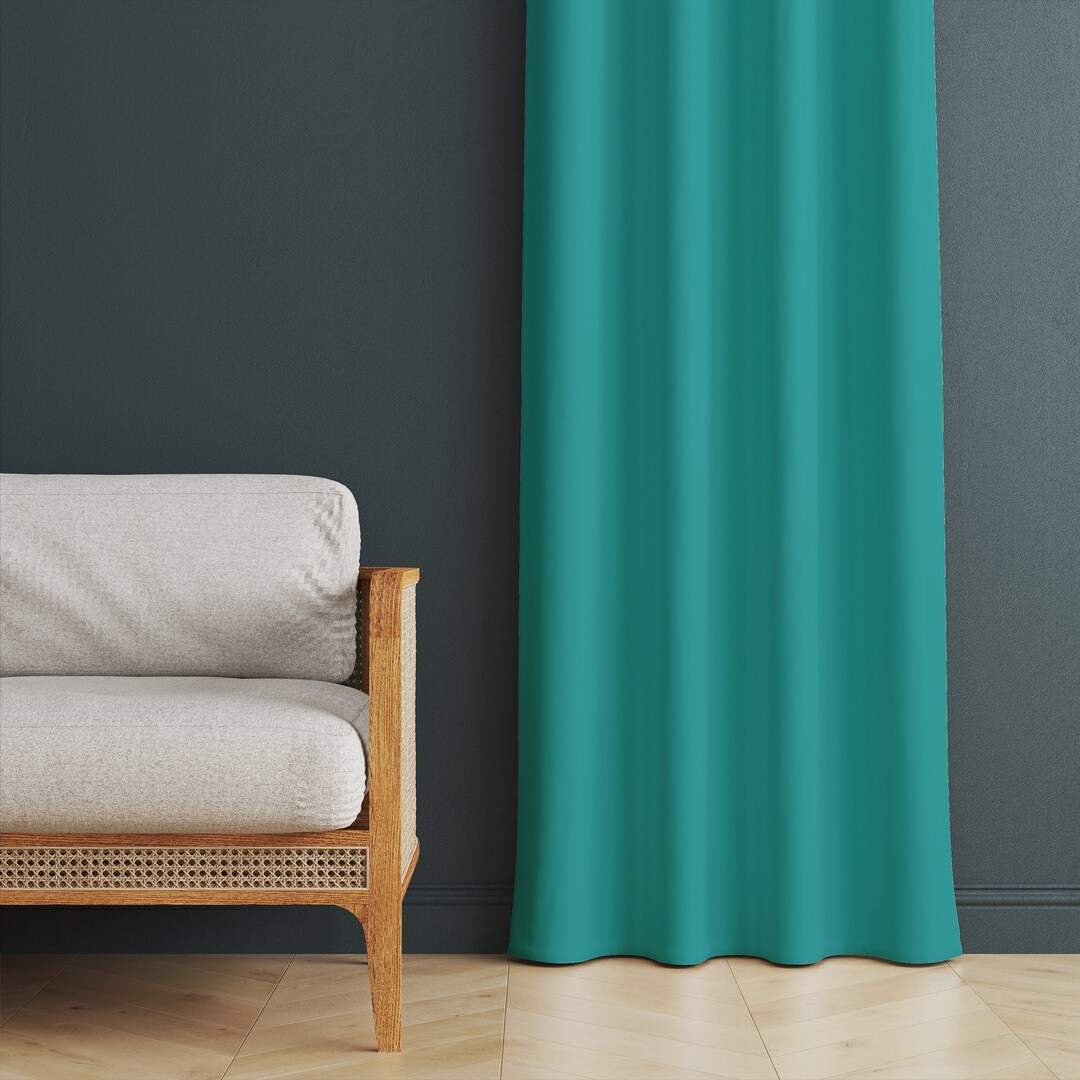 Turquoise Window Curtain Single Color Curtain, Decorative Curtains ...