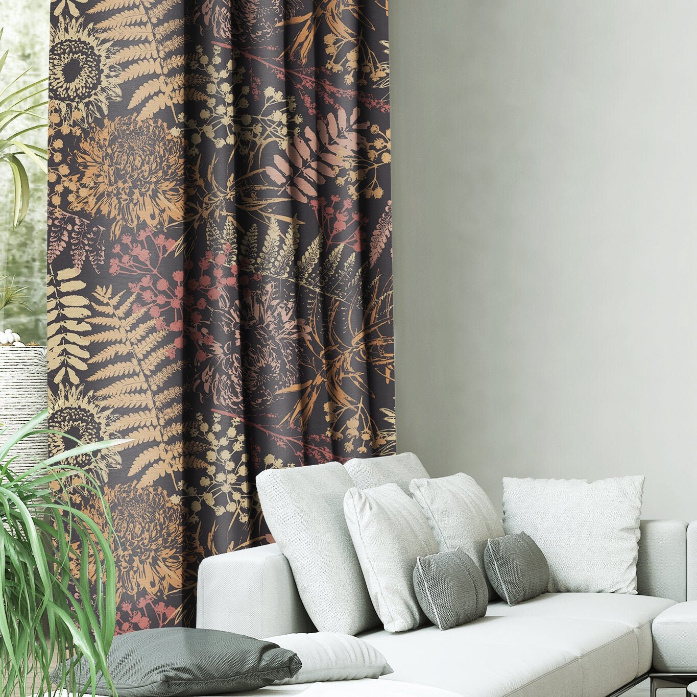 Dried Ferns Nature Window Curtain C257 Floral Curtain - Etsy