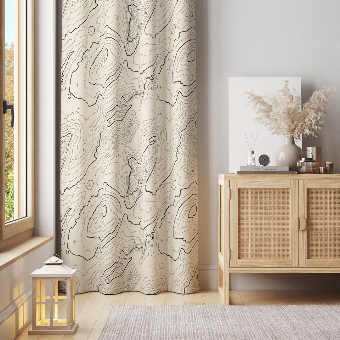 Height Map, Cotton Window Curtain CC211 Geometric Curtain, Decorative ...