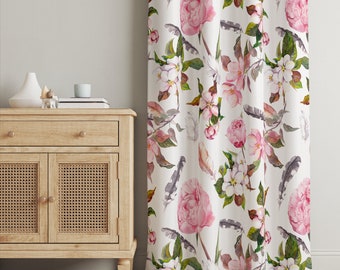 Pink Floral Curtains - Etsy