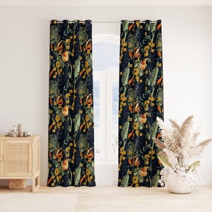Retro Wildflower Nature Window Curtain, Exotic Print, Cotton, Sheen or ...