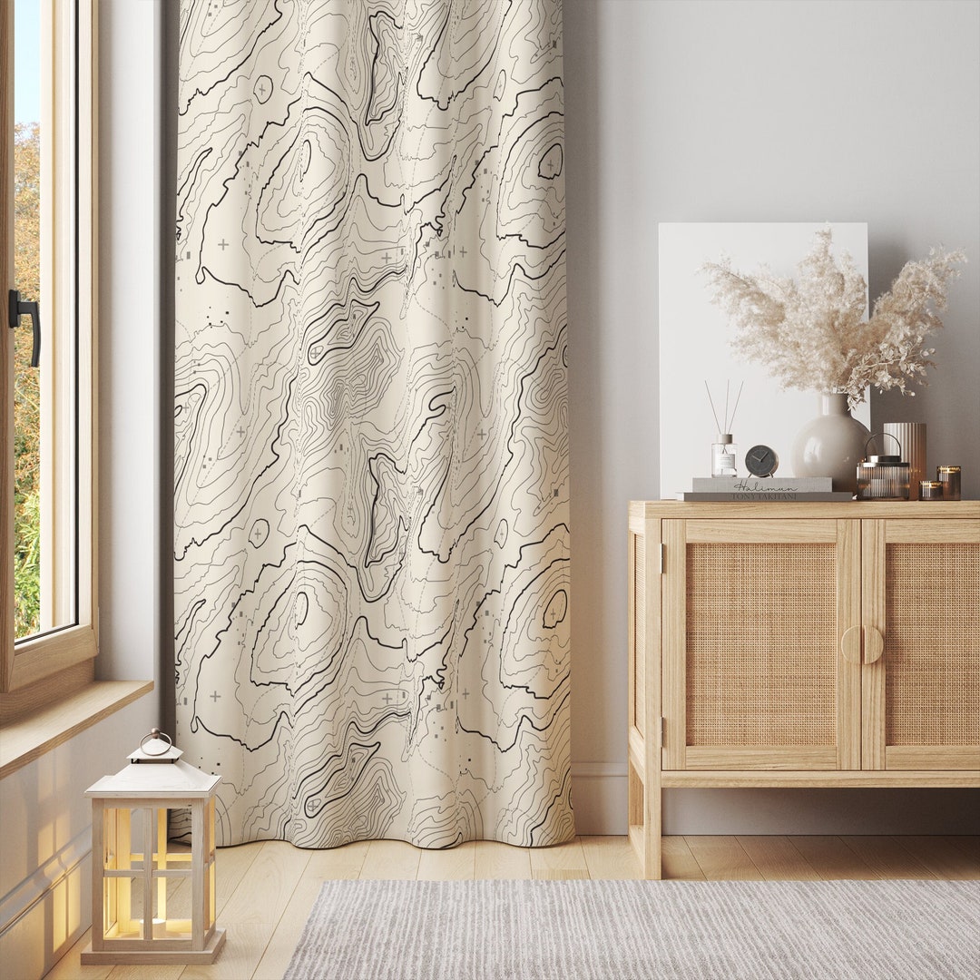 Height Map Window Curtains, Map Decor, Curtains for Livingroom, Custom ...