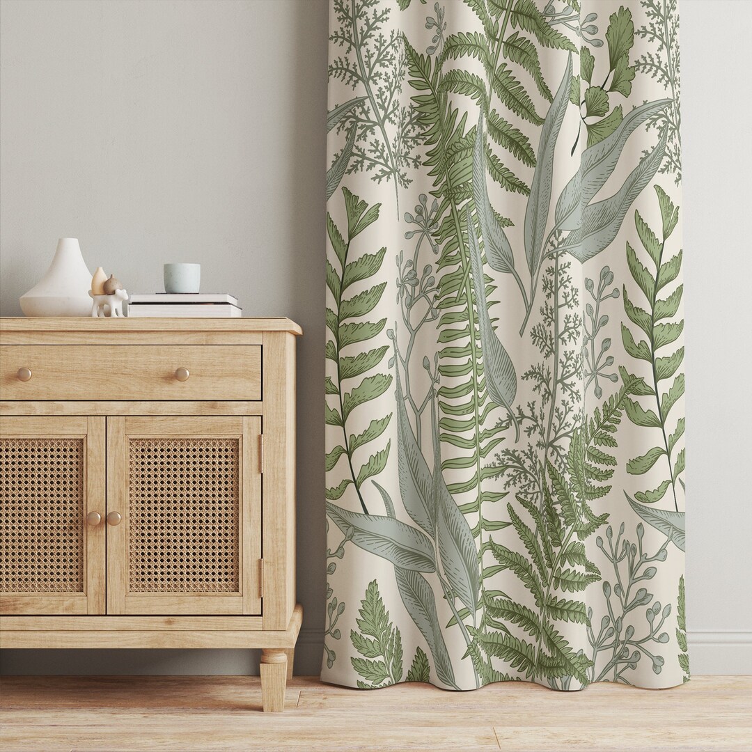 Ferns, Cotton Window Curtain CC209 Floral Curtain, Decorative Curtains ...