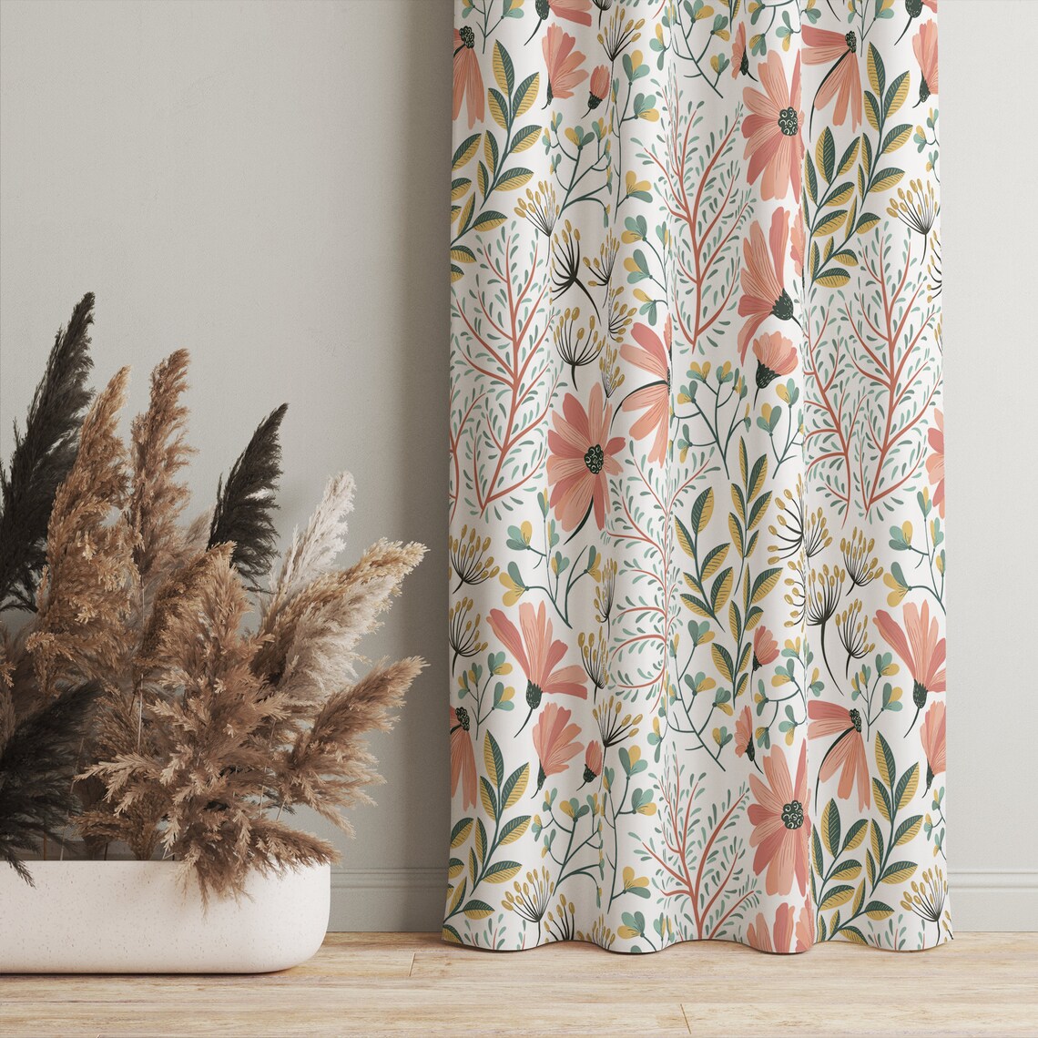 Vintage Pink Flowers Cotton Window Curtain CC239 Floral - Etsy