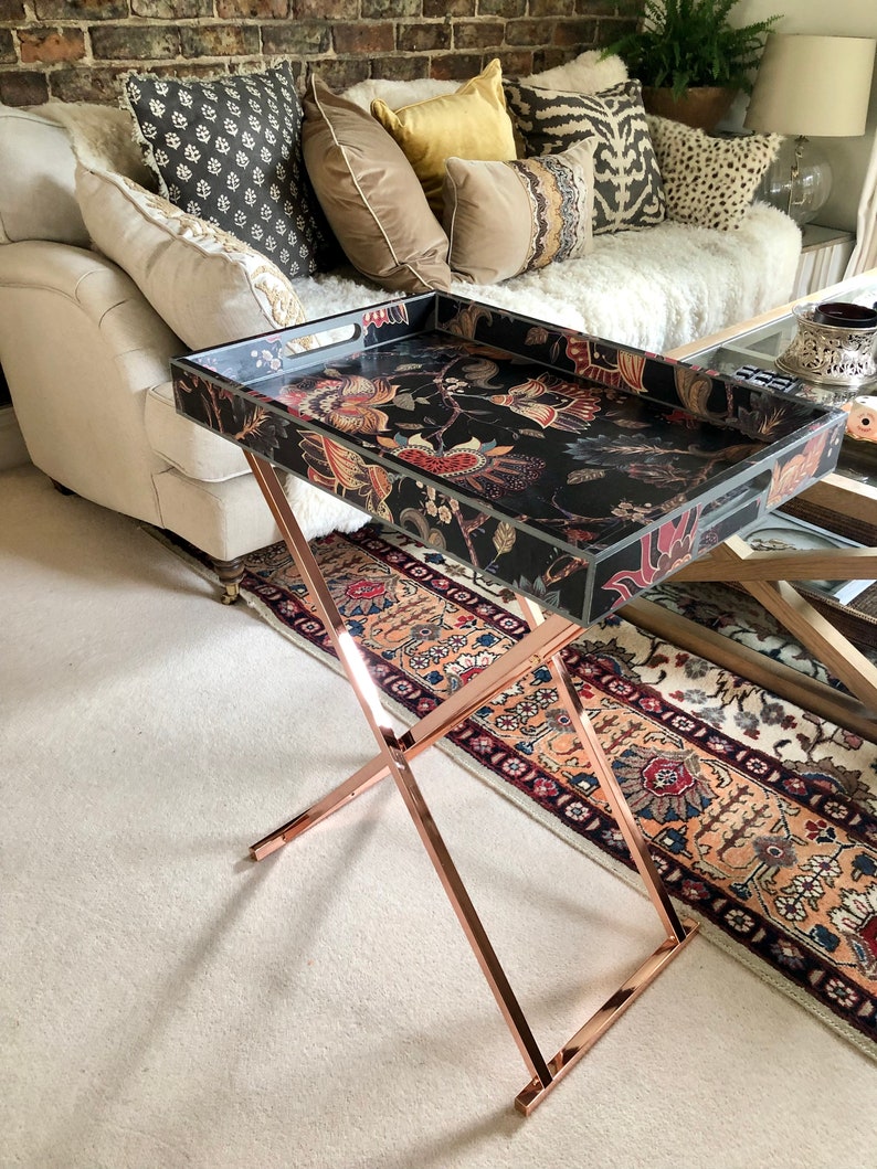 Tray Table XL Large Butlers Tray Table rose Gold Metal Stand - Etsy