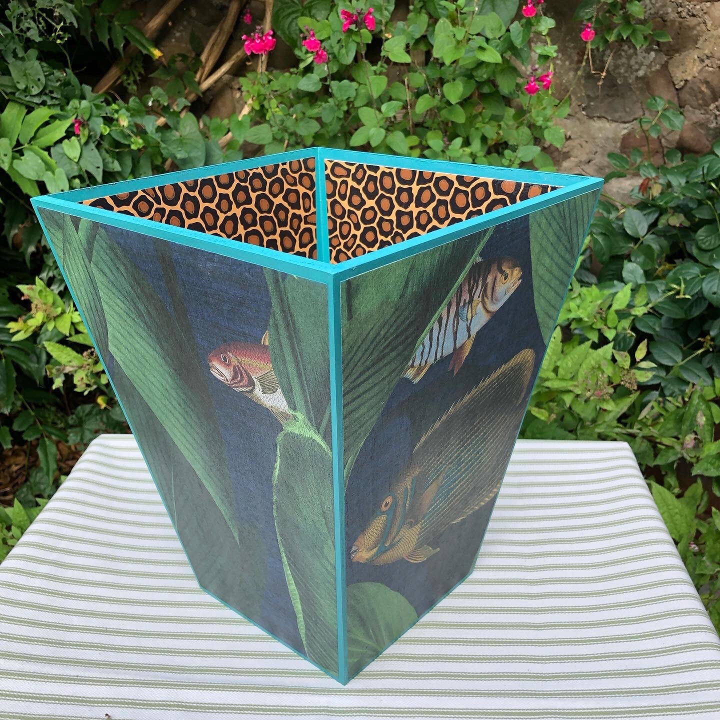 Tropical Fish Leopard Lined Waste Paper Bin & Tissuebox Cover - Etsy