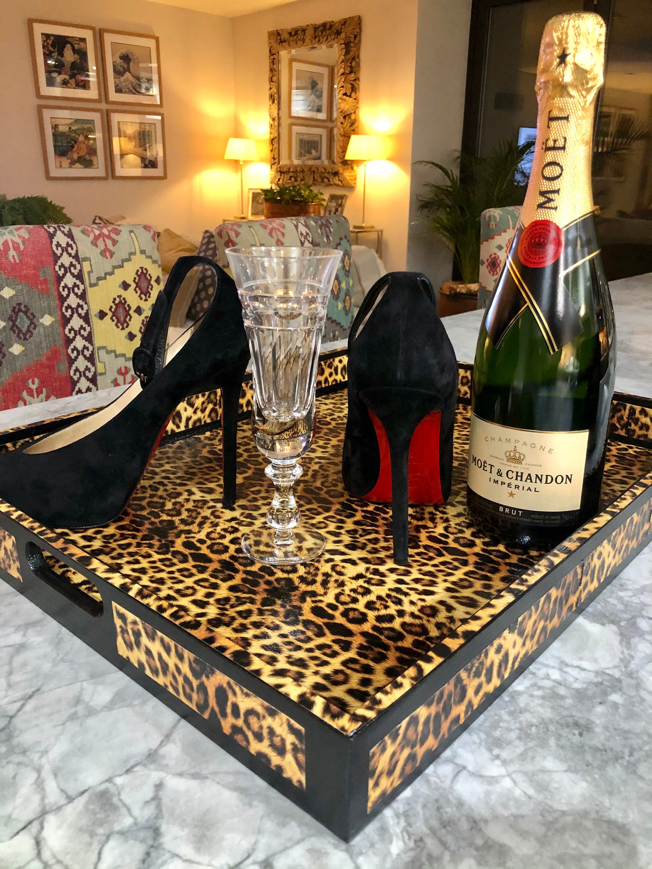 Leopard Print Hot Pink Breakfast Tray. Ottoman Tray. Handles. - Etsy