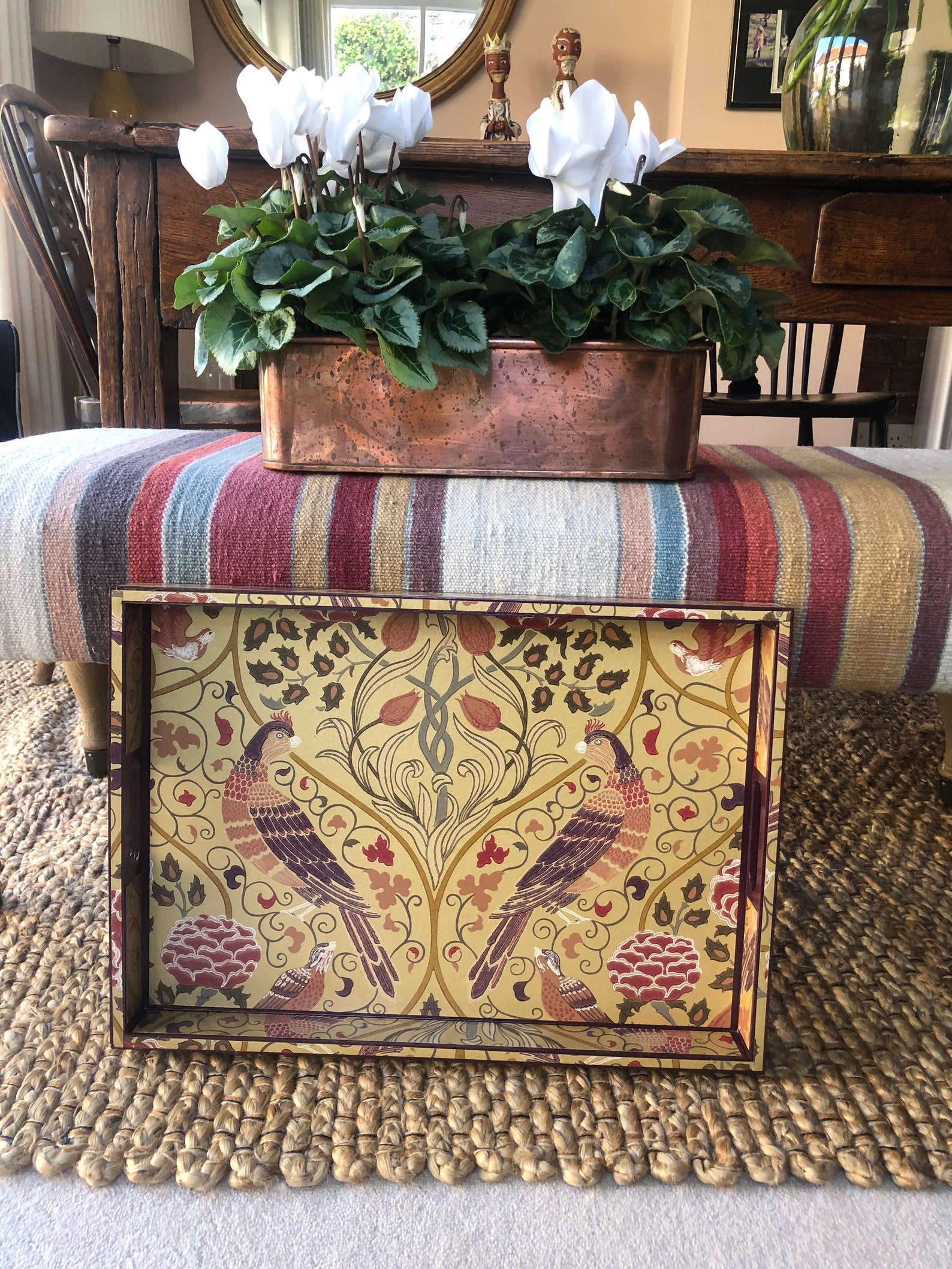 Saffron Seasons by May - William Morris Brinjal Tray. Tropical Birds ...