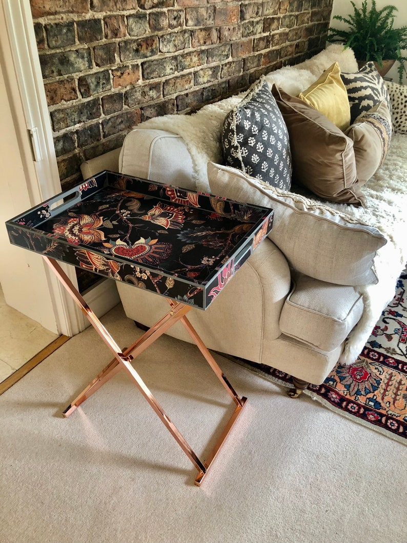 Tray Table XL Large Butlers Tray Table rose Gold Metal Stand - Etsy