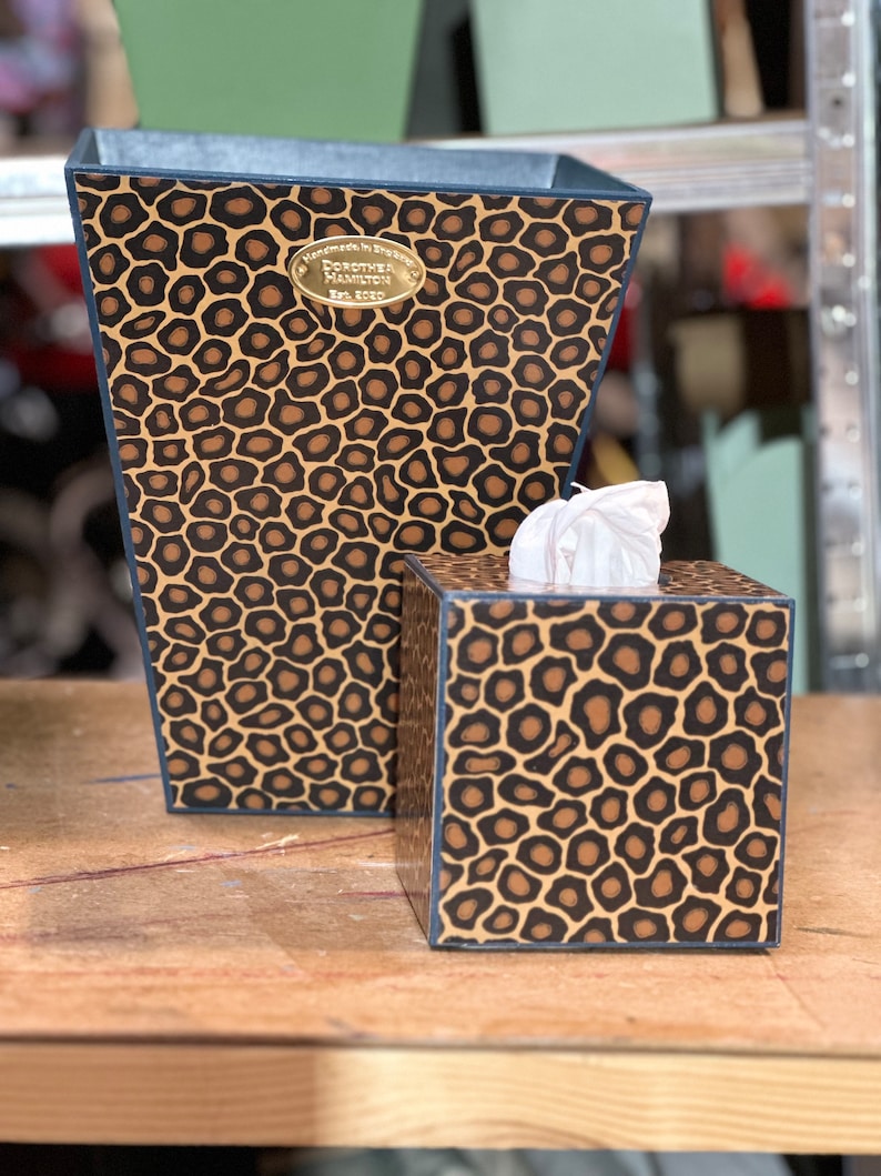 Animal Print Decoupage Wastepaper Basket & Tissuebox Cover Bedroom Bin ...