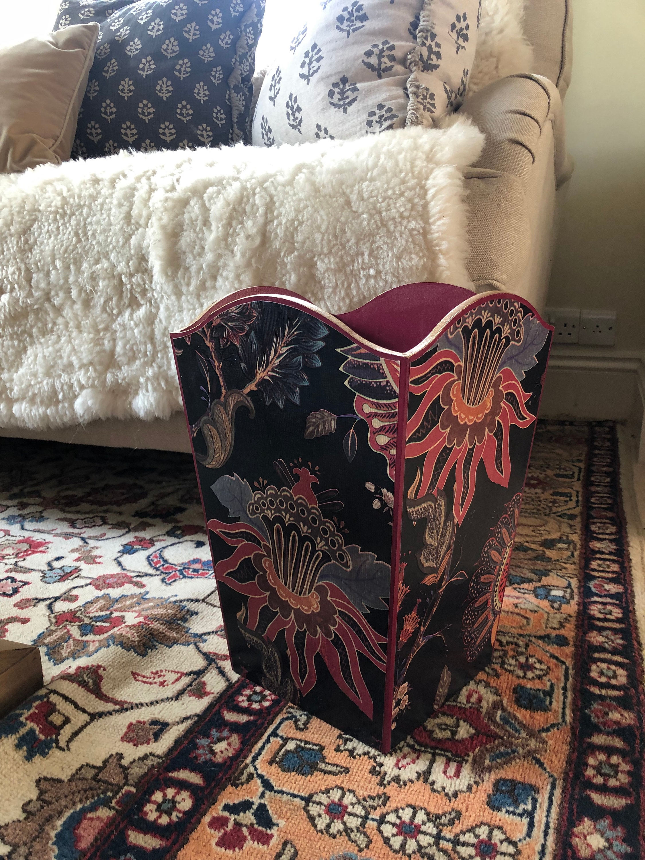 Vintage Botanical Raspberry Waste Paper Bin Basket Bedroom | Etsy