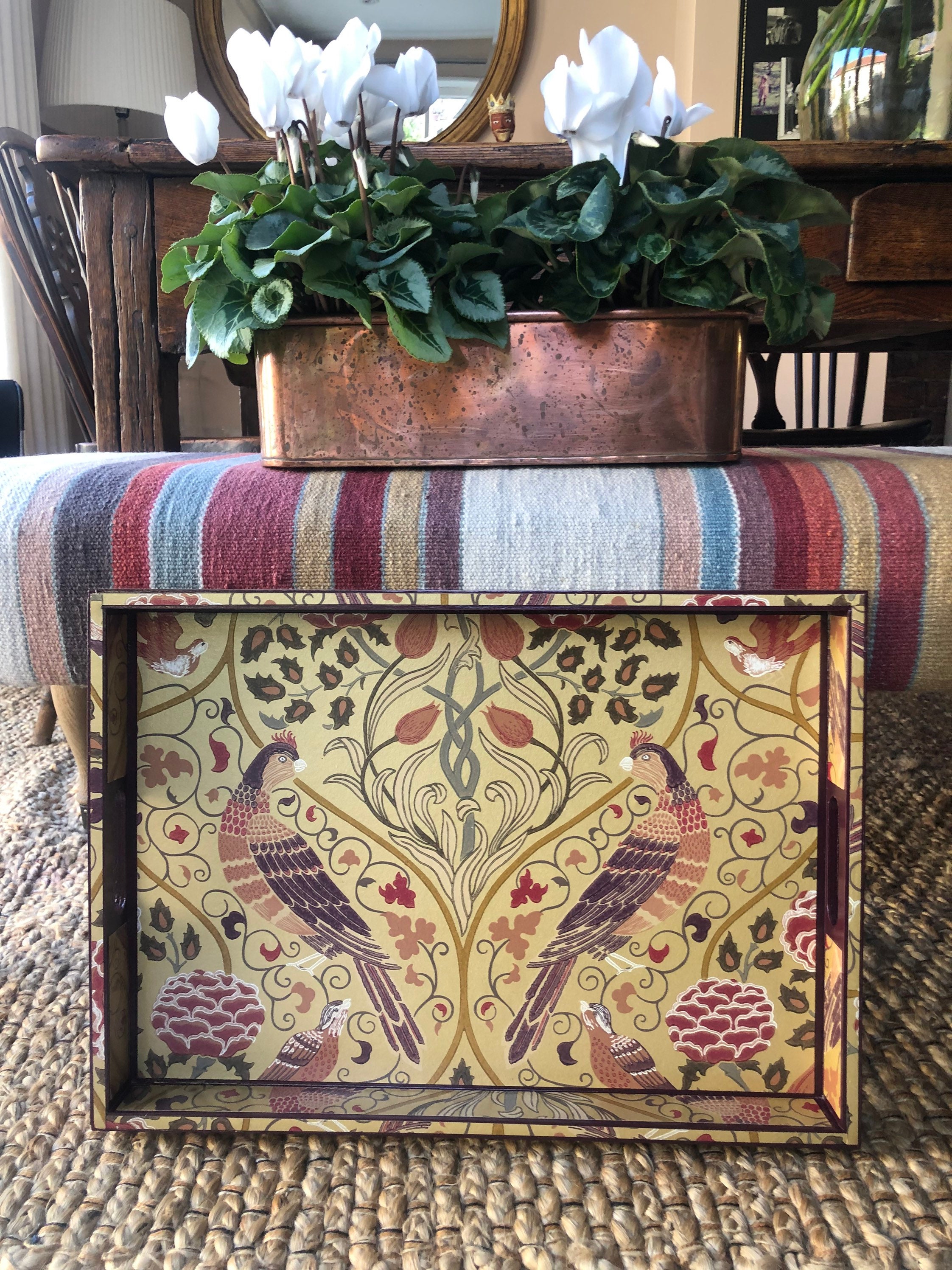 Saffron Seasons by May - William Morris Brinjal Tray. Tropical Birds ...