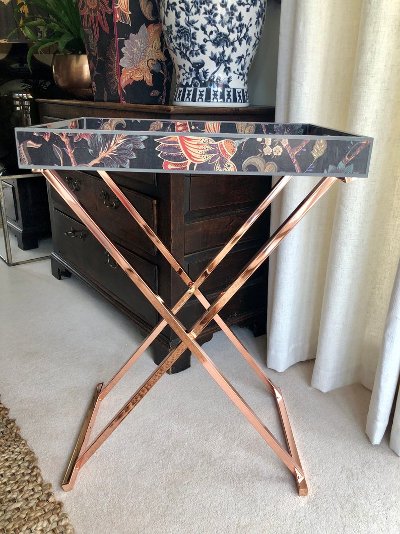 Tray Table XL Large Butlers Tray Table rose Gold Metal Stand - Etsy