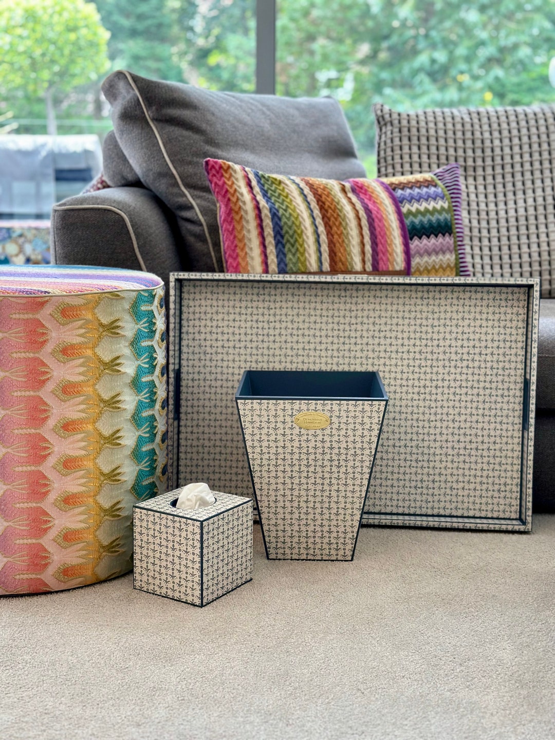 Chelsea Textiles Cupid Waste Paper Bin & Tissue Box Cover - Etsy