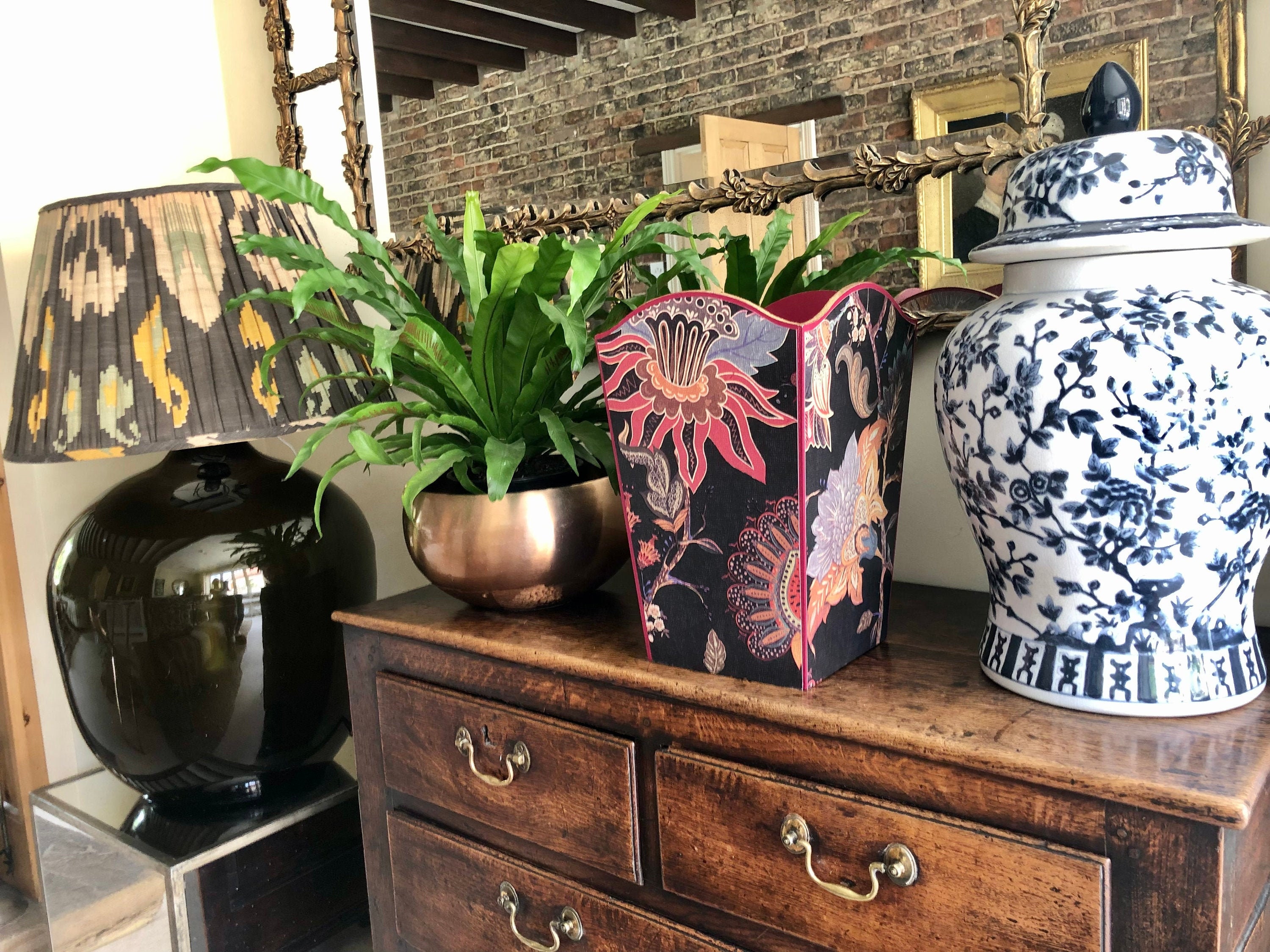 Vintage Botanical Raspberry Waste Paper Bin Basket Bedroom | Etsy