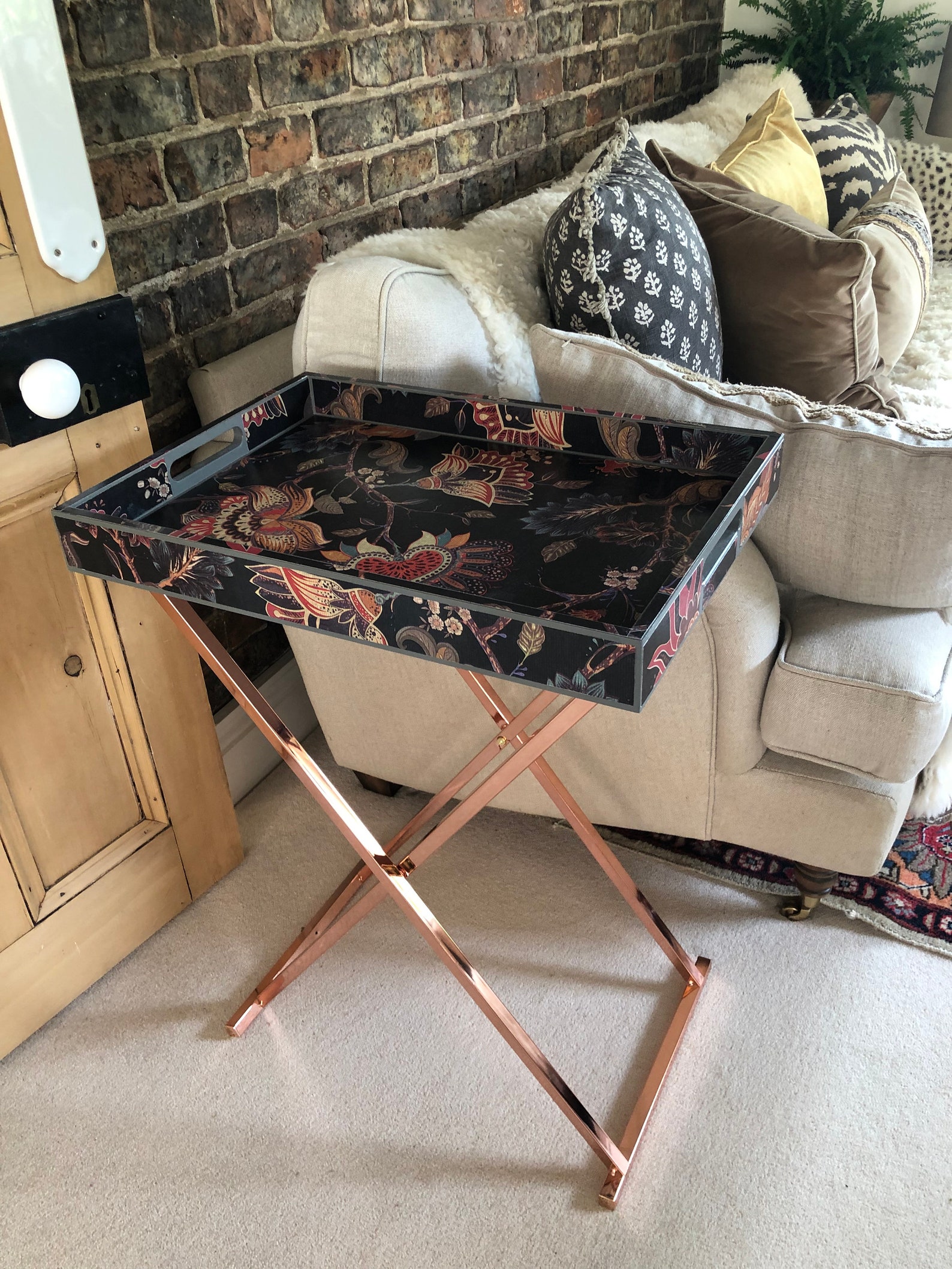 Tray Table XL Large Butlers Tray Table rose Gold Metal Stand - Etsy UK