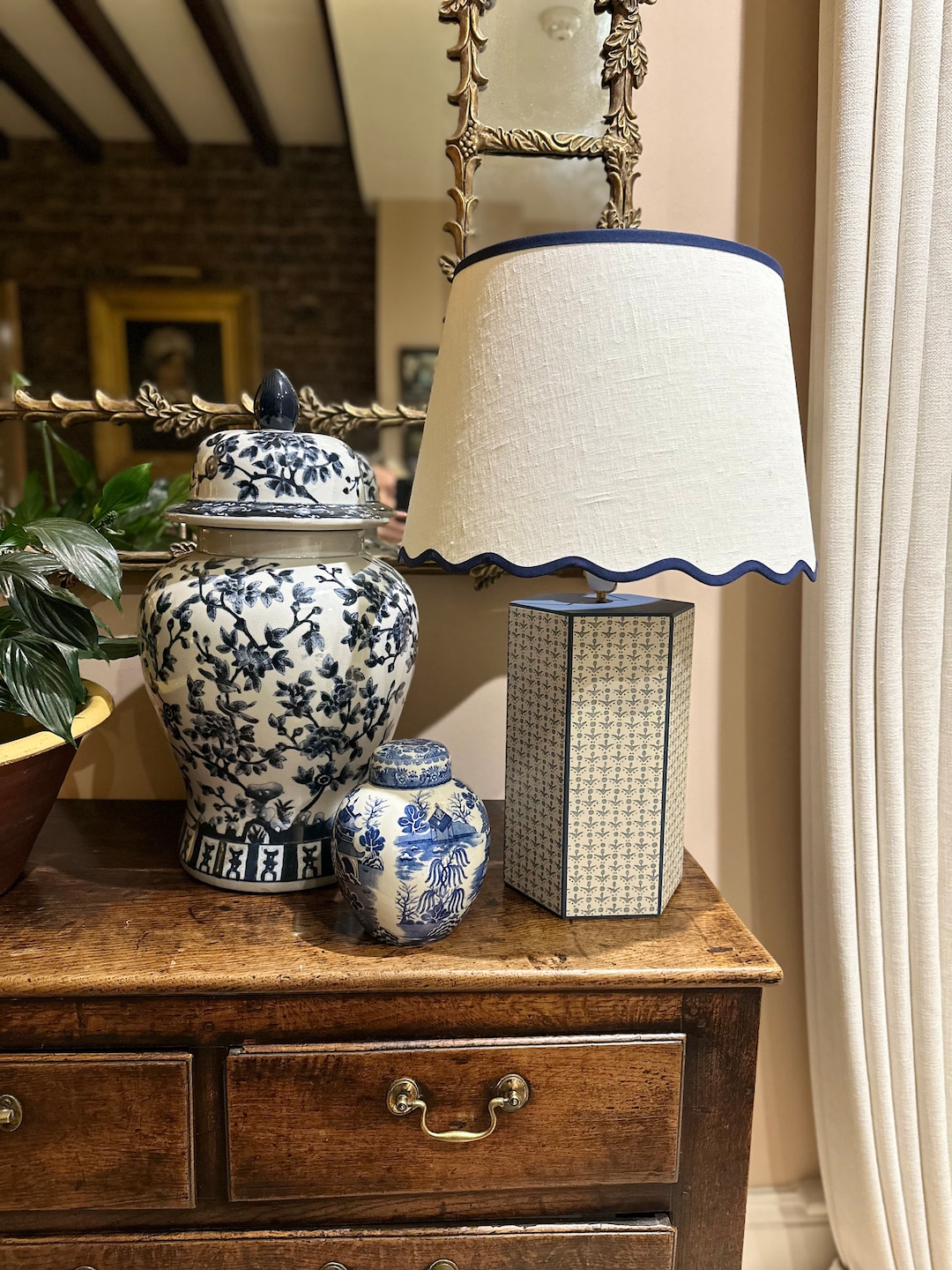 Wave Lamp in Chelsea Textiles Cupid Antique Blue. Handmade to Order in ...