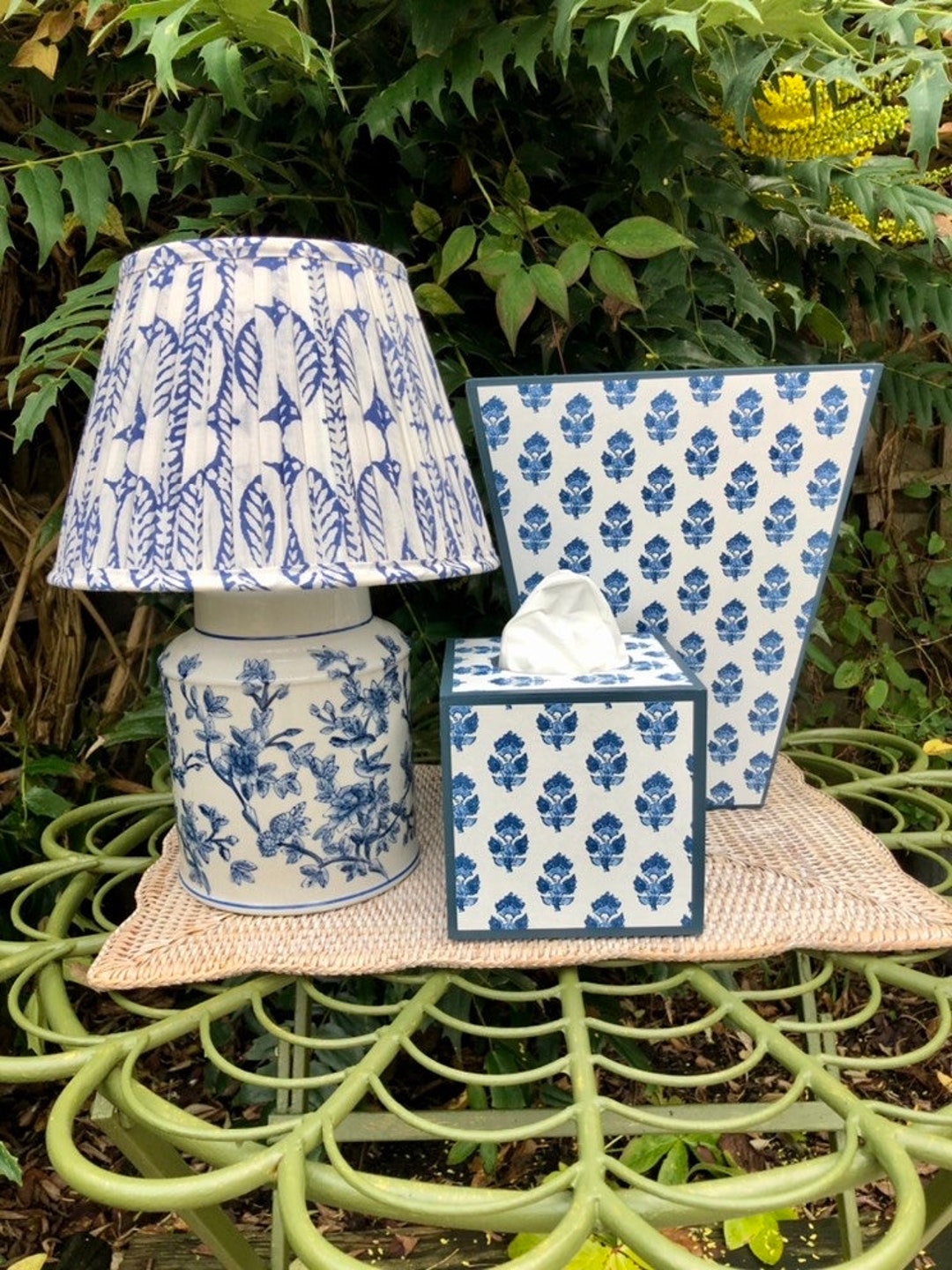 Anna French - Julian Waste Paper Bin & Tissuebox Cover Basket, Bedroom ...