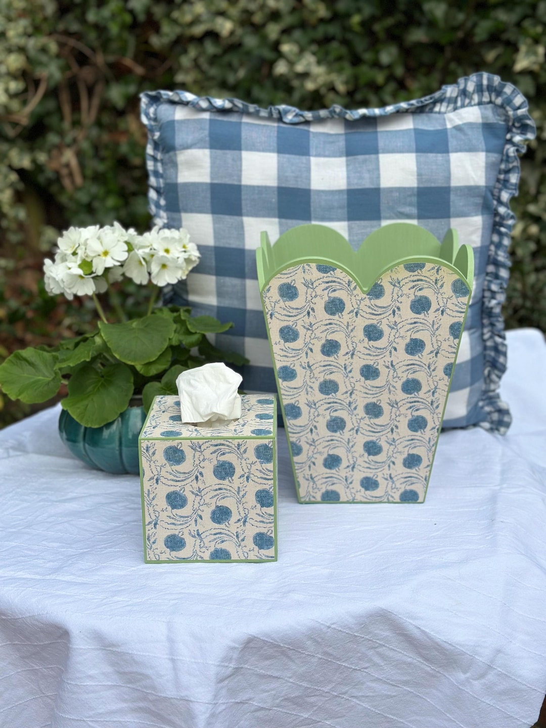 Handpainted Seed Pod Wastepaper Bin, GP & J Baker Fabric, Shabby Chic ...