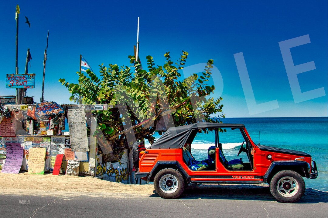 Bomba's Surfside Shack, 20x30 Canvas Print, 1973 VW Thing, Tortola BVI ...